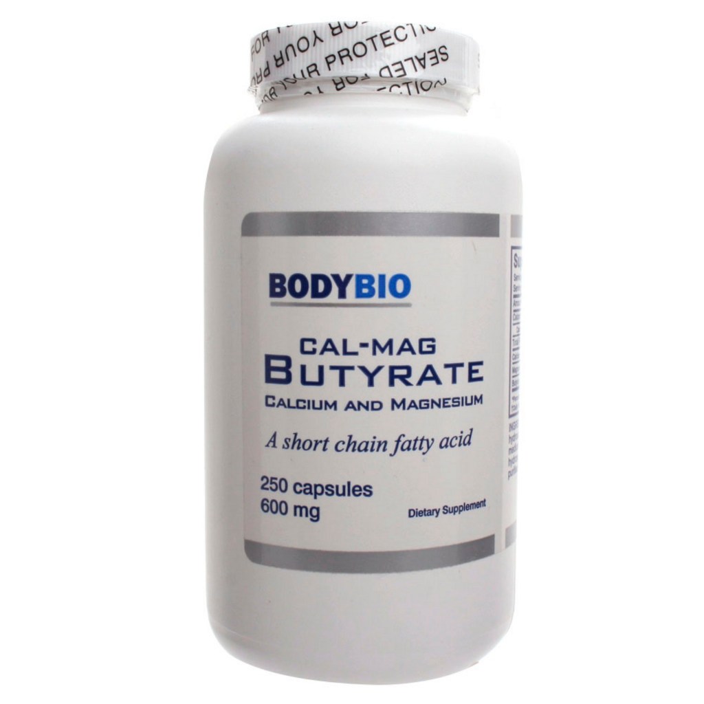 BodyBio Cal-Mag Butyrate 600mg Capsules, 1 Bottle, 250 Capsules Made in ...