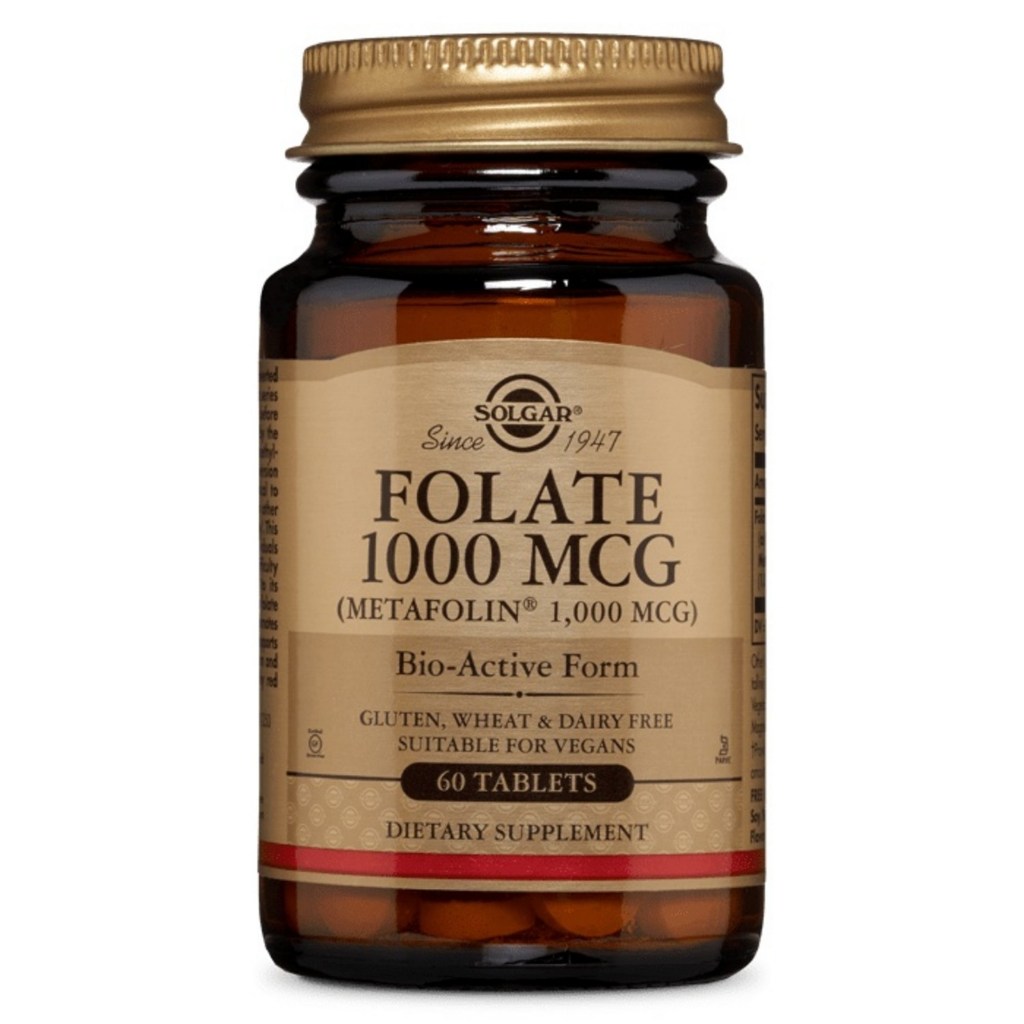 Solgar Folate 1000mcg Tablets Gluten-Free Vegan Sugar-Free 60 Tablets ...