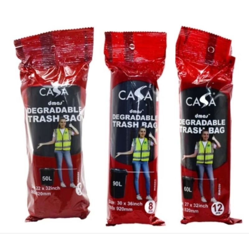 CASA Garbage Bag /Degradable Trash Bag / Plastic Sampah 60L | 90L ...