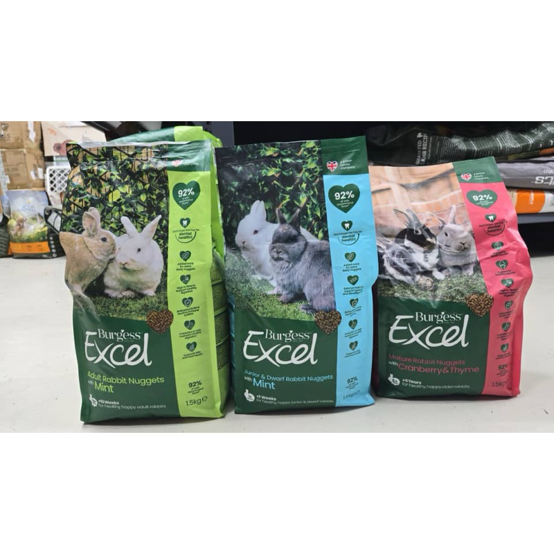 Burgess Excel Rabbit Nuggets 1.5kg All Life Stage Junior Dwarf Rabbit ...