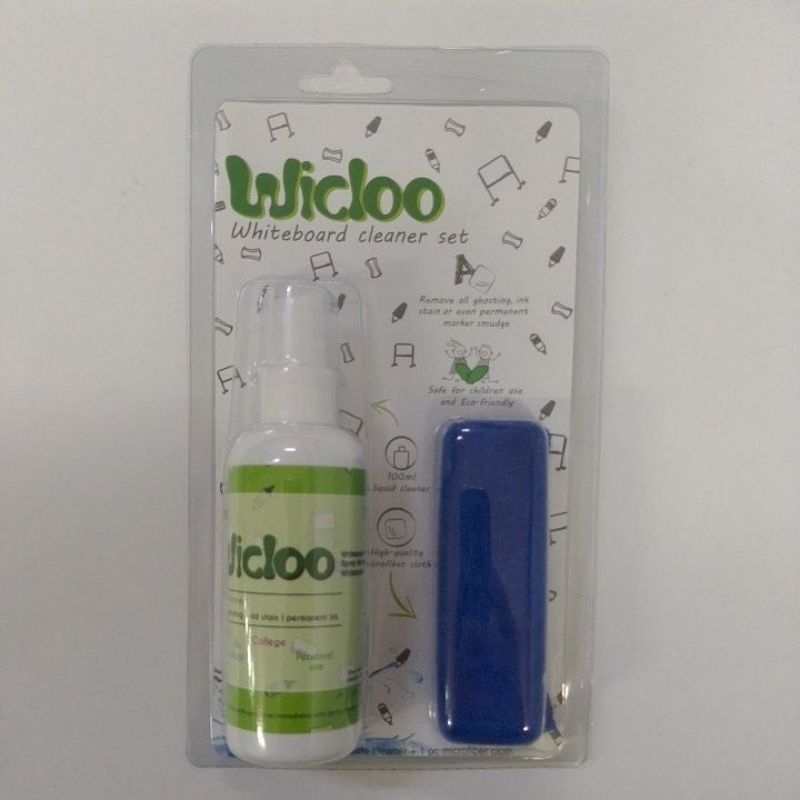 Whiteboard cleaner set 100ml spray + duster easy clean safety Pembersih ...