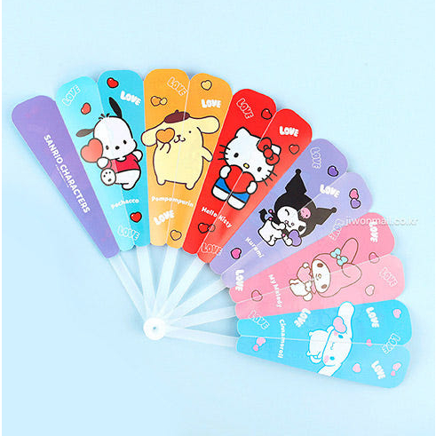Sanrio Folding Hand Fan My Melody Kuromi Hello Kitty Cinnamoroll Pompom ...
