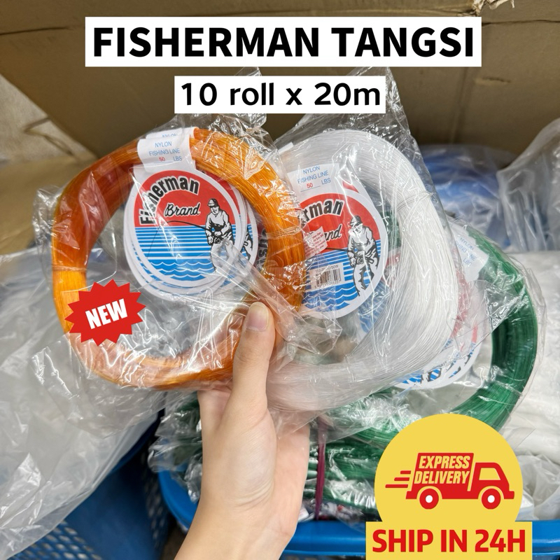 【FL001】FISHERMAN LEADER NYLON FISHING LINE 10 ROLL TALI PERAMBUT TANGSI ...