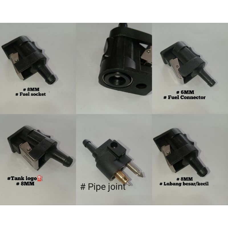 YAMAHA Fuel socket/pipe joint lubang kecil /besar 6G1-24304(6mm/8mm) # 2 stroke outboard engine ...