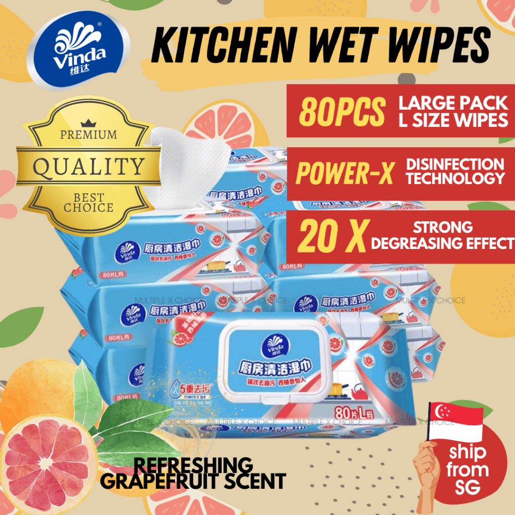 Vinda Kitchen Cleaning & Hygiene Wipes Quick Wiping Oil Stains Easy ...
