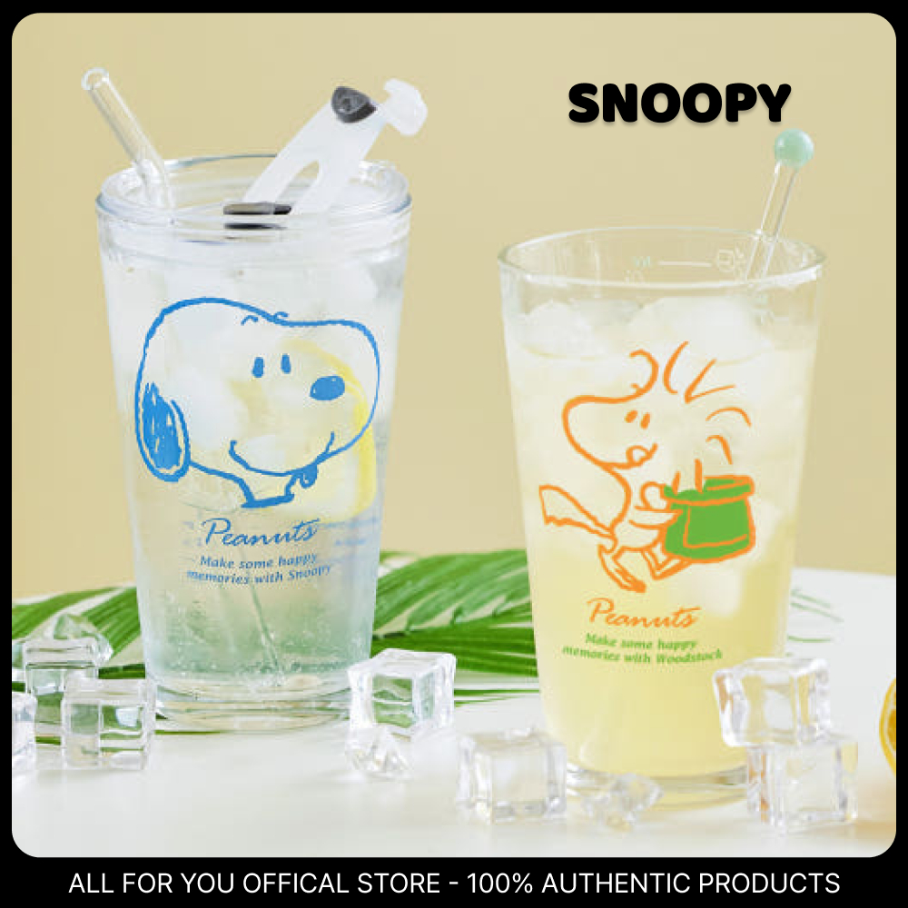 [SNOOPY] Reusable Heat-Resistant Glass Cold Cup Tumbler, 500ml ...