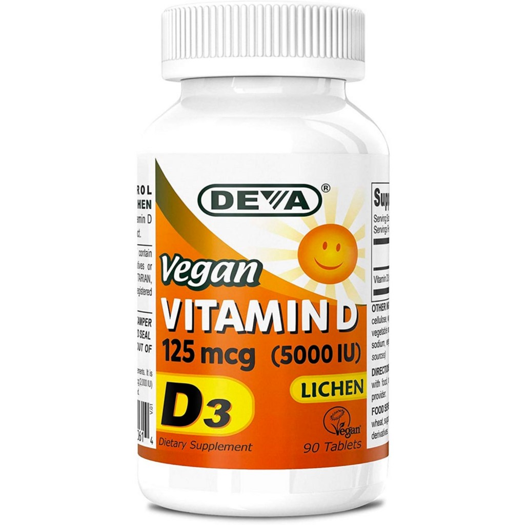 Deva Vegan Vitamin D3 5000 IU Lichen Tablets, 90 Count Made in USA ...