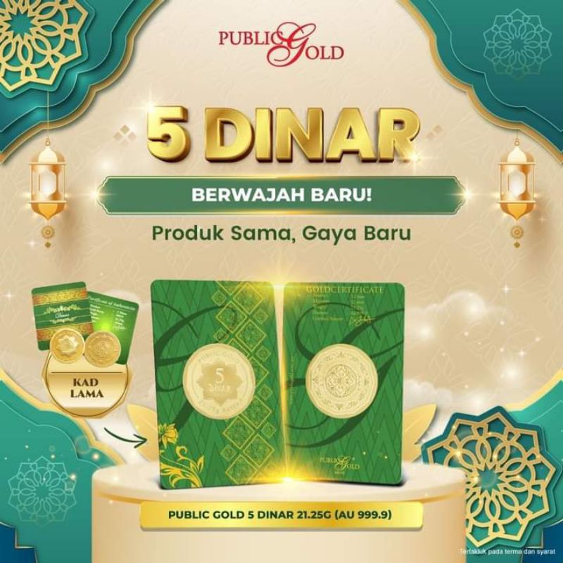 Public Gold PG 5 Dinar (21.25 Gram) (Au 999.9) 24K | Shopee Malaysia