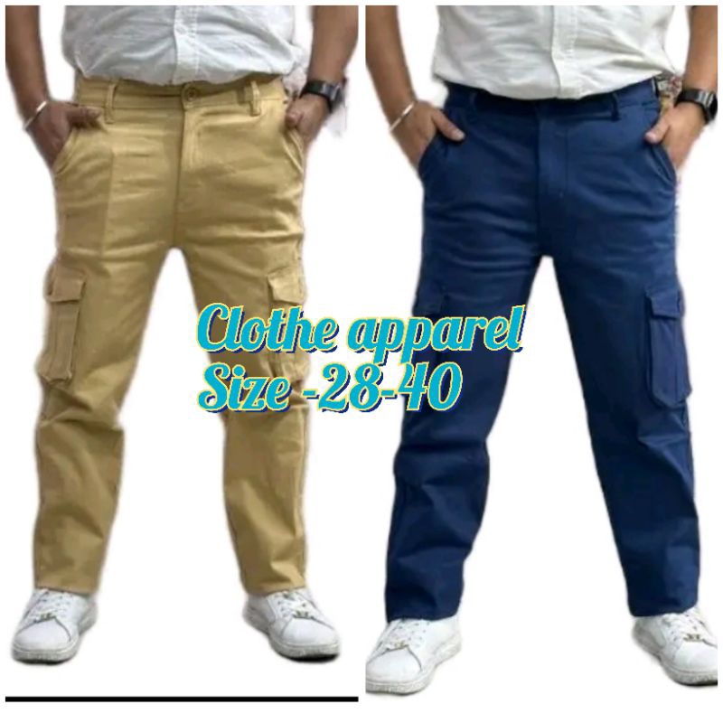 Seluar Cargo Six Pocket Mens Regular Fit Cargo Pants | Shopee Malaysia