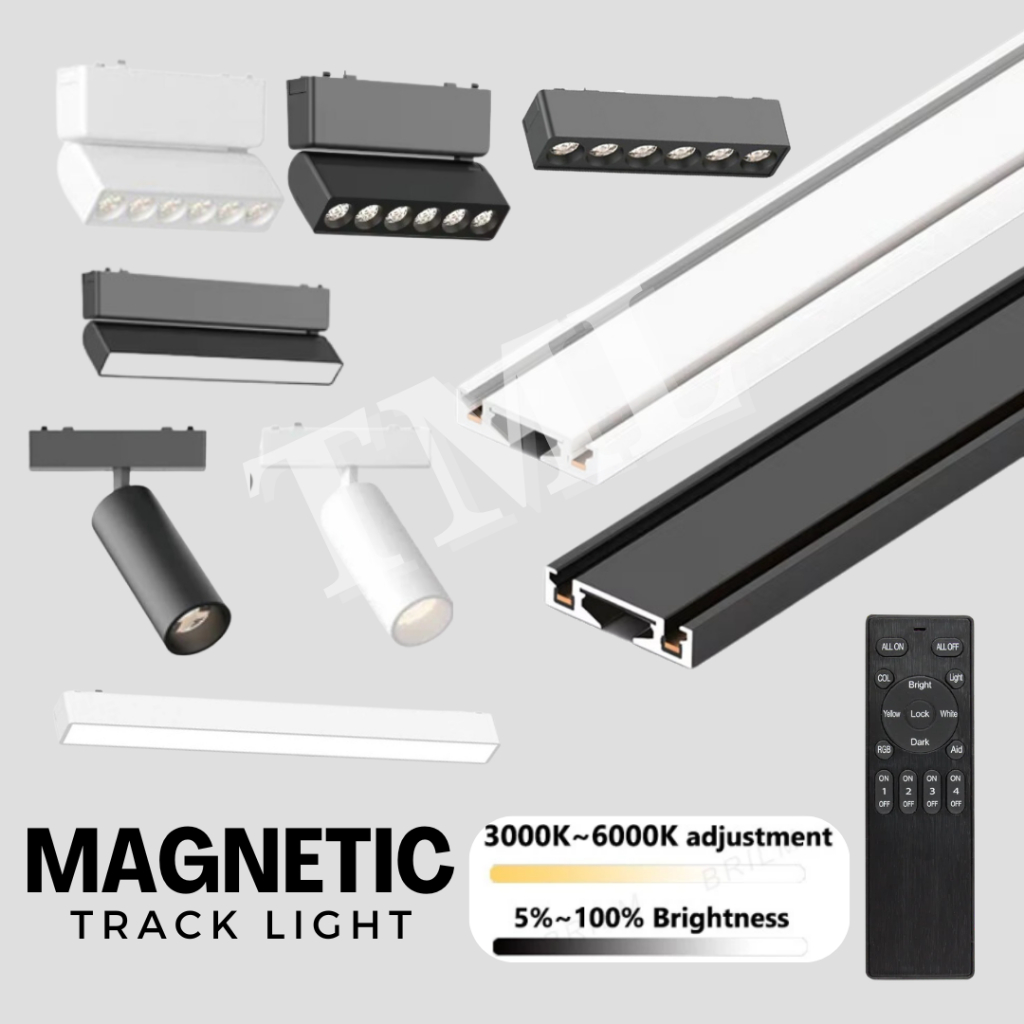 Ultra Slim Magnetic Track Light System Black White TRITONE Dimmable ...