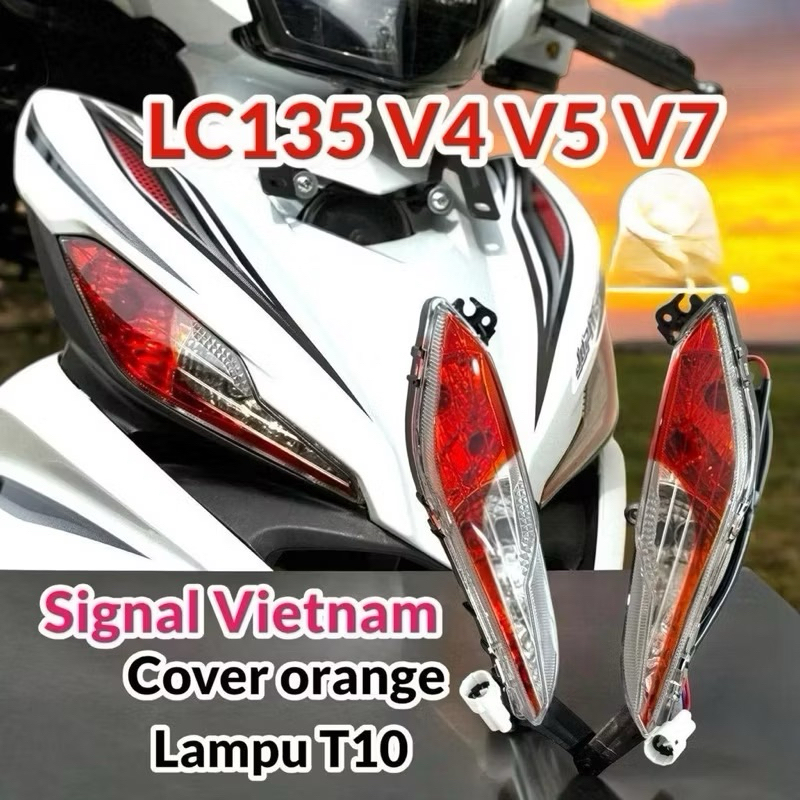 VIETNAM YAMAHA LC135 V4-V7 FRONT FLASHER LIGHT SIGNAL DEPAN PILOT LAMPU RED ORANGE OREN 135LC V4 ...