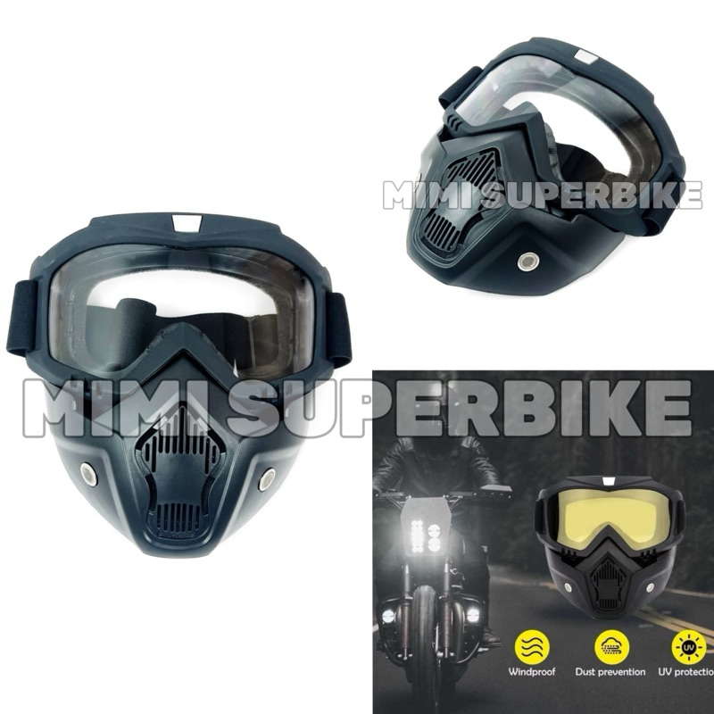 GOGGLE + MASK EW Detachable Uni with Motorcycle Goggles and Mouth ...