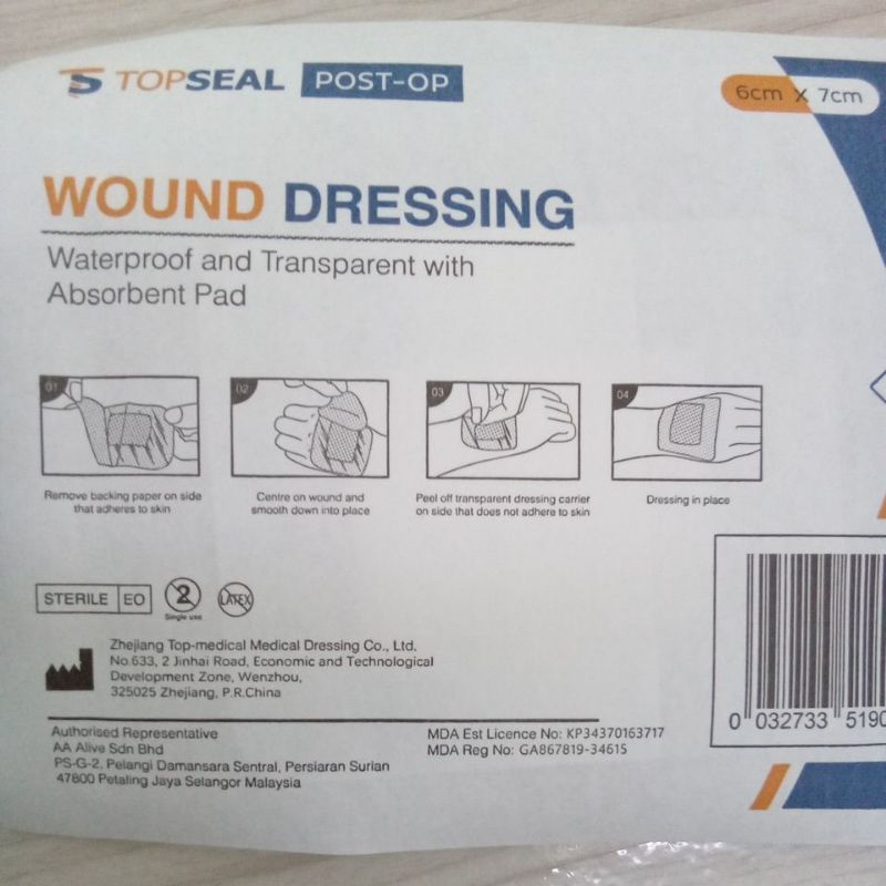 Topseal wound dressing 6x7cm waterproof and transparent with absorbent pad | Shopee Malaysia