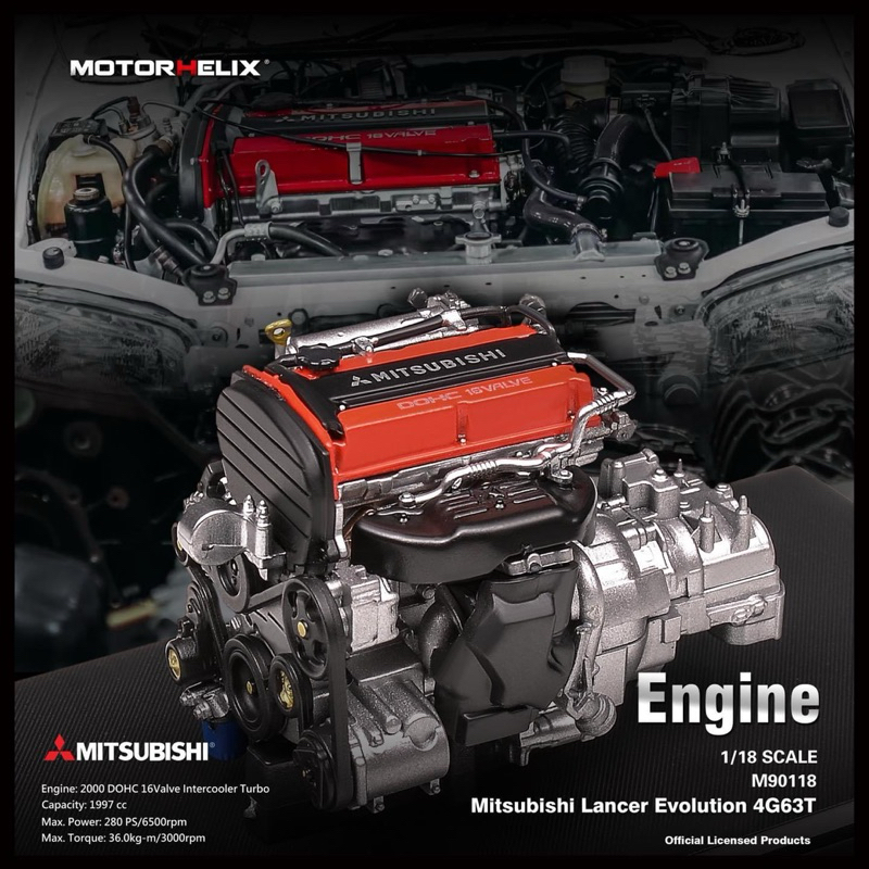 MotorHelix 1/18 Mitsubishi Lancer Evolution 4G63T Engine | Shopee Malaysia