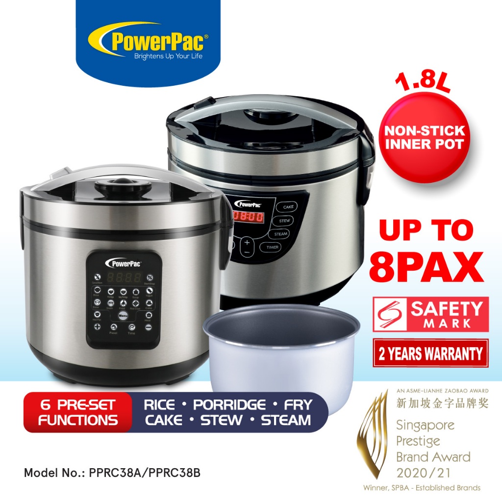 PowerPac Rice Cooker 1.8L Digital /Multi Cooker (PPRC38A/PPRC38B ...