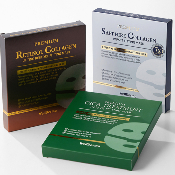 WellDerma Premium Fitting Mask Series Collagen & CICA & Retinol 25g/4ea ...