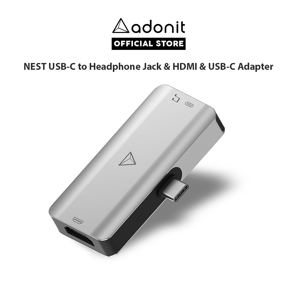 Adonit Nest USB-C to Headphone Jack & HDMI & USB-C Adapter / Converter ...