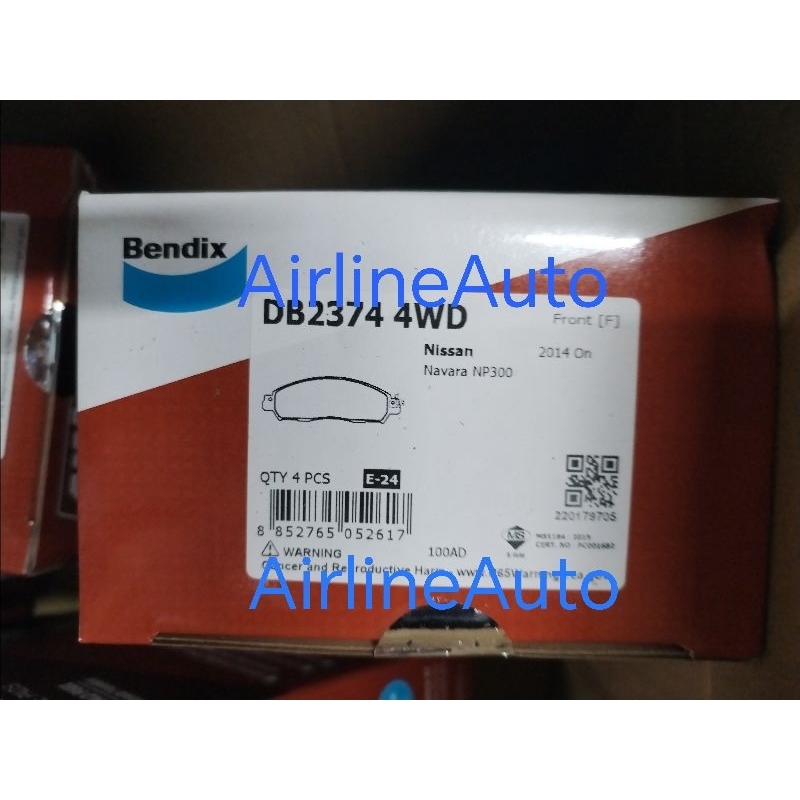 Nissan Navara NP300 D23T Serena C27 brake pad front Bendix 4WD | Shopee ...