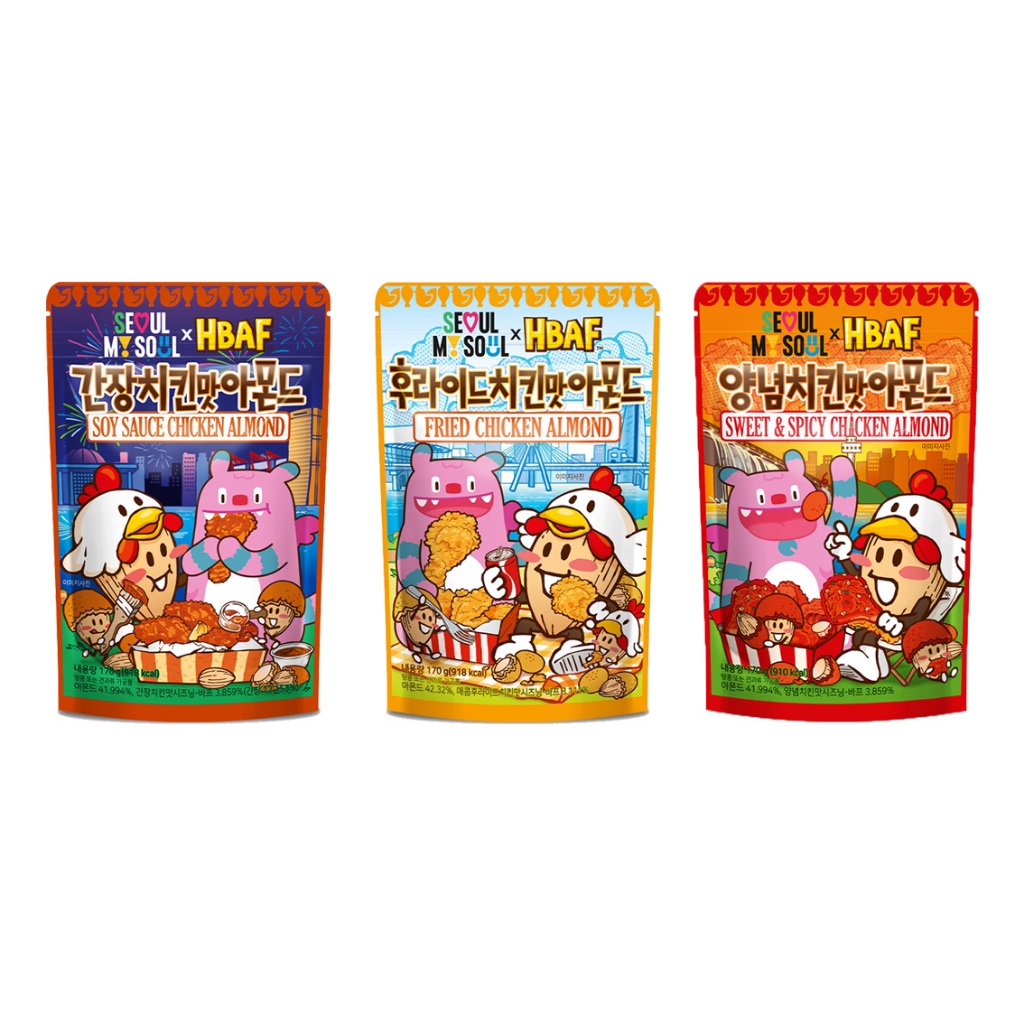 HBAF Seoul Chicken Flavor Almond 3 Flavor 170g | Shopee Malaysia