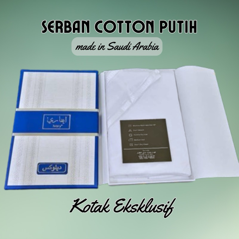 Serban Putih Cotton Plain - buatan Arab Saudi - Turban Putih Cotton ...