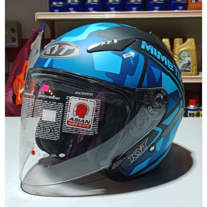 Kyt Open Face Hellcat Single Visor Mimetic Matt Blue ( 1pcs ) JK ...