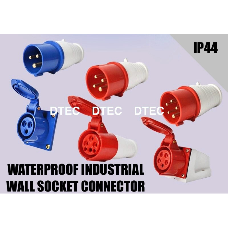 Industrial Plug Connector 3 Pin 4 Pin 5 Pin 16A / 32A IP44 Dust‑Proof Waterproof Industrial Plug ...