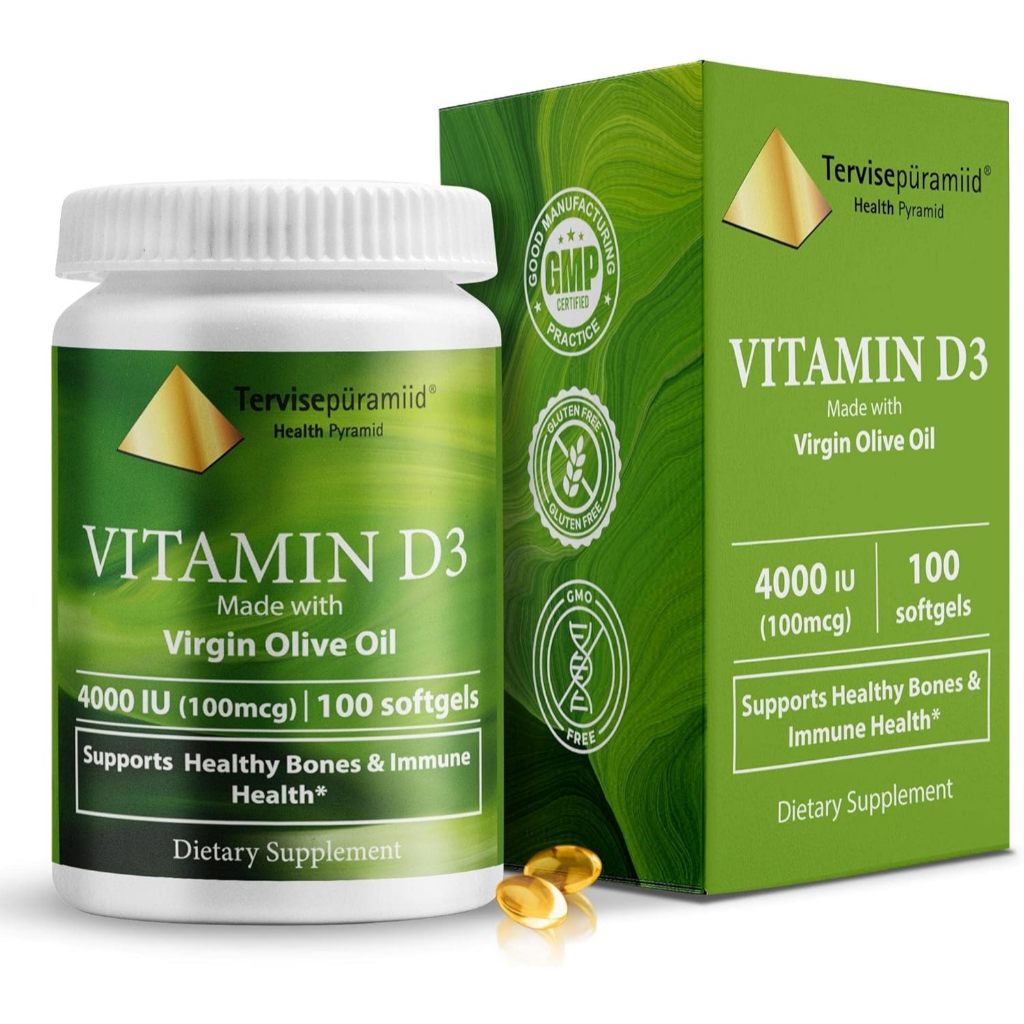 Health Pyramid Vitamin D3 4000 IU Cholecalciferol in Olive Oil 100 ...