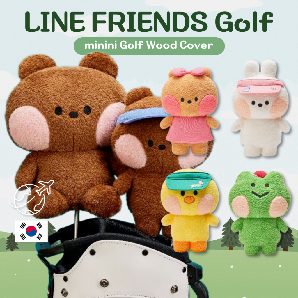 LINE FRIENDS Golf minini Wood Cover Korean Cute Animal Characters Club ...