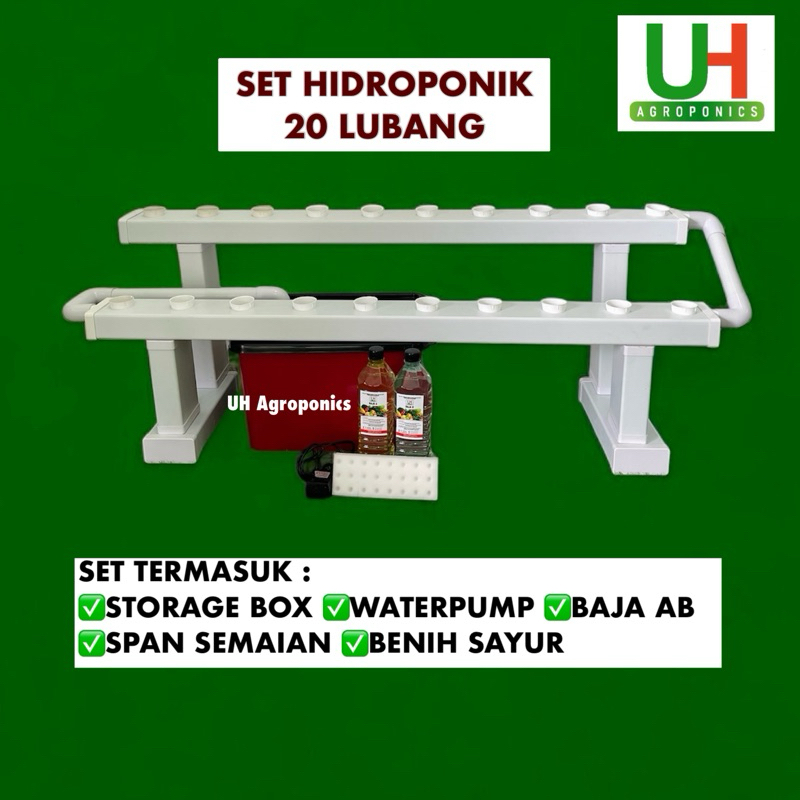 SET HIDROPONIK UHA-20P | 20 POT HYDROPONICS DFT SYSTEM | Shopee Malaysia