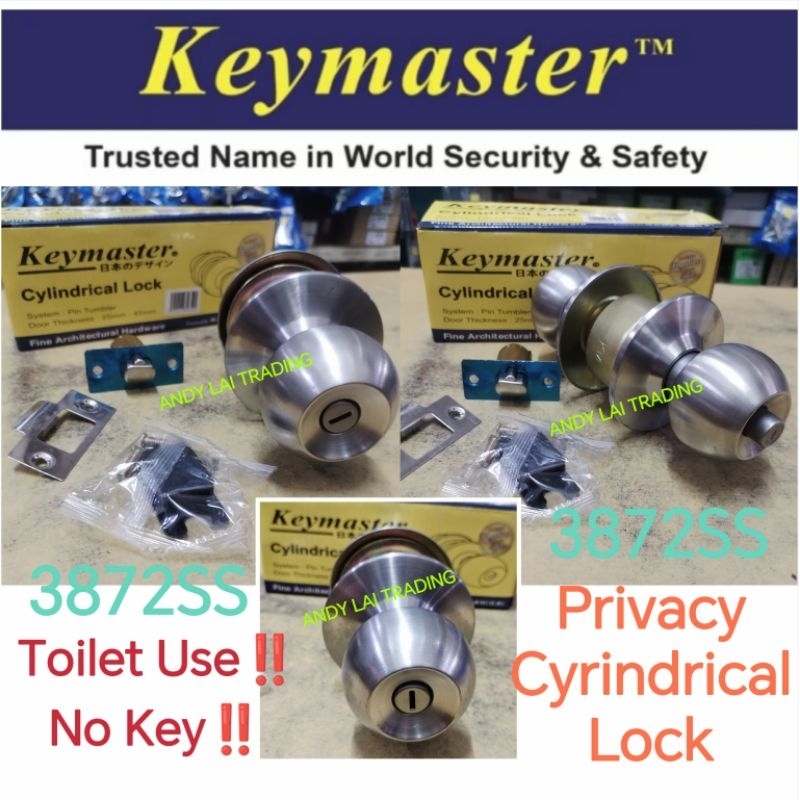 Keymaster 3872SS no key Privacy Cylindrical Lock (For Toilet Use) Tombol Pintu Tandas | Shopee ...