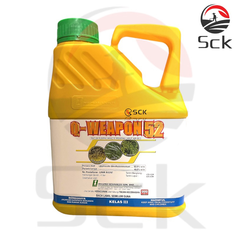 4L Q-Weapon 52 Glyphosate 52% Herbicide Racun Rumput/Sama dgn Krush ...