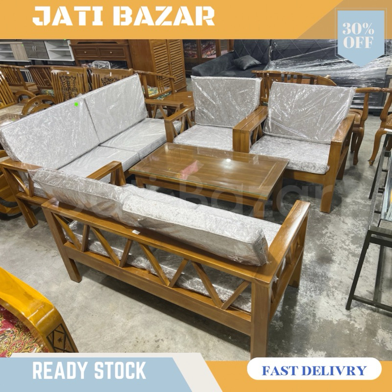 Kerusi Tamu Kayu Jati /Kerusi kayu Jati /Sofa Kayu /Teak wood sofa set ...