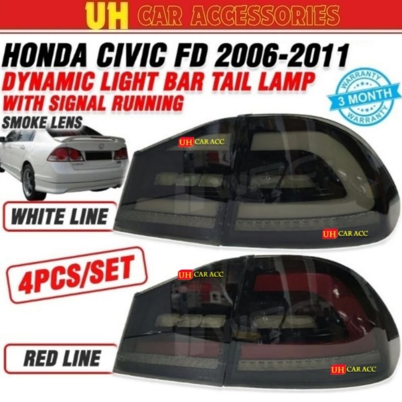 HONDA CIVIC FD 2006 - 2011 DYNAMIC LIGHT BAR TAIL LMAP TAILLAMP WITH ...