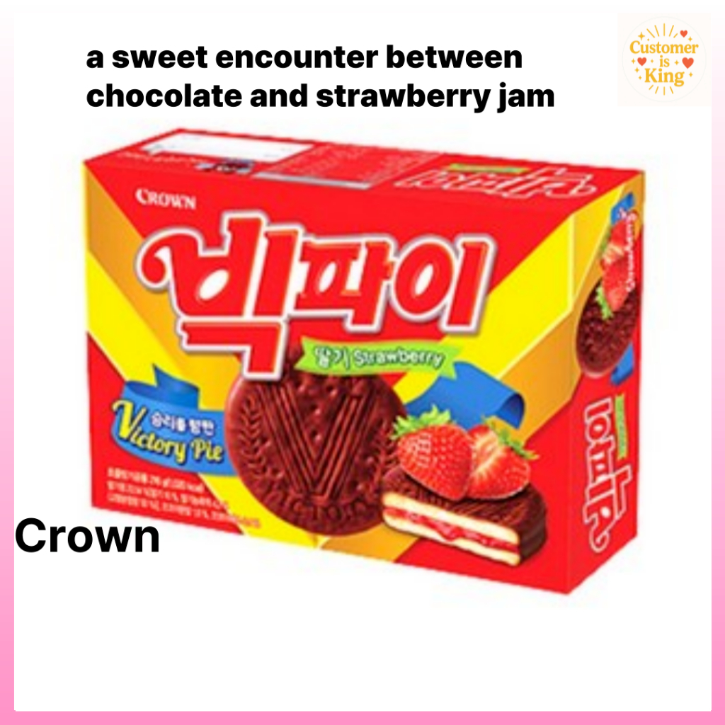 CROWN Victory Pie Choco Strawberry 216g(12ea)Korean Chocolate Popular ...