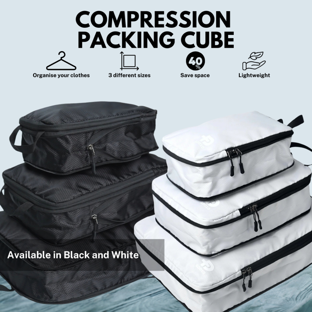 Compression Packing Cube Set - Space-Saving, Lightweight, Expandable, Durable Organizer (3 Sizes ...