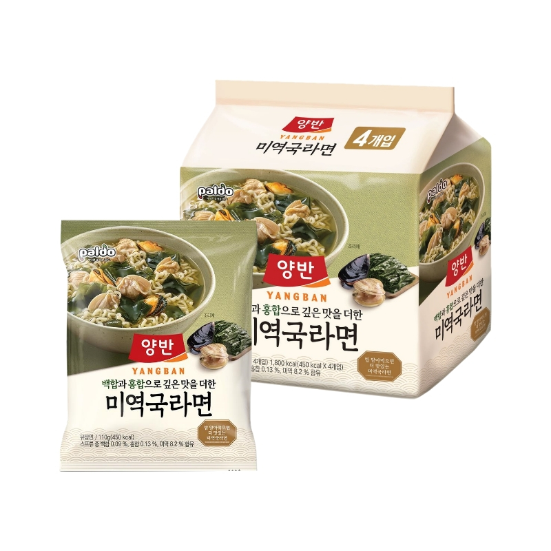 Paldo & Yangban Seaweed Soup Ramen 4p Clam broth instant Noodles ...