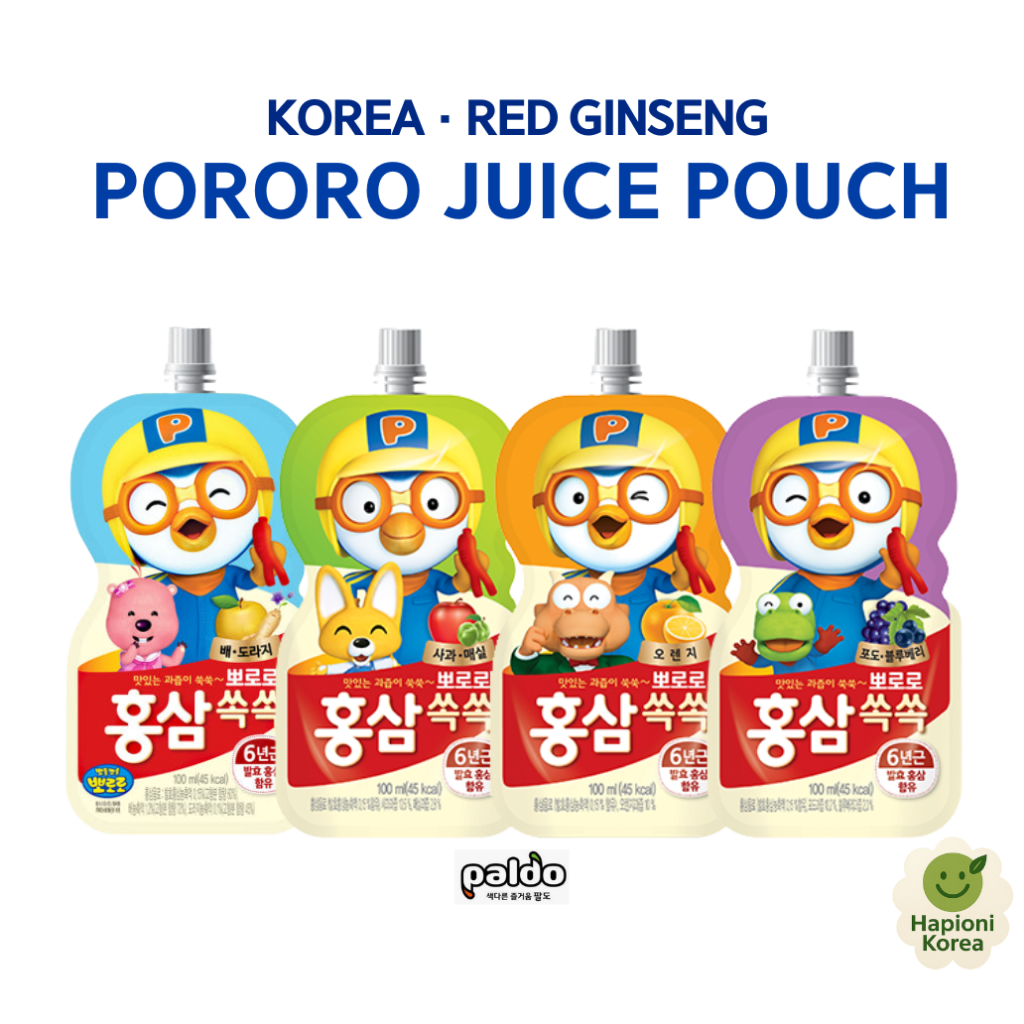 Pororo Ginseng Pouch Drink for Kids Sugar Free Korean Juice | Shopee ...