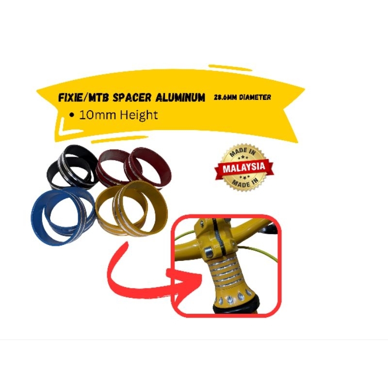 Spacer Basikal Fixie/MTB Spacer Aluminum 10mm Spacer For Fork 28.6mm ...