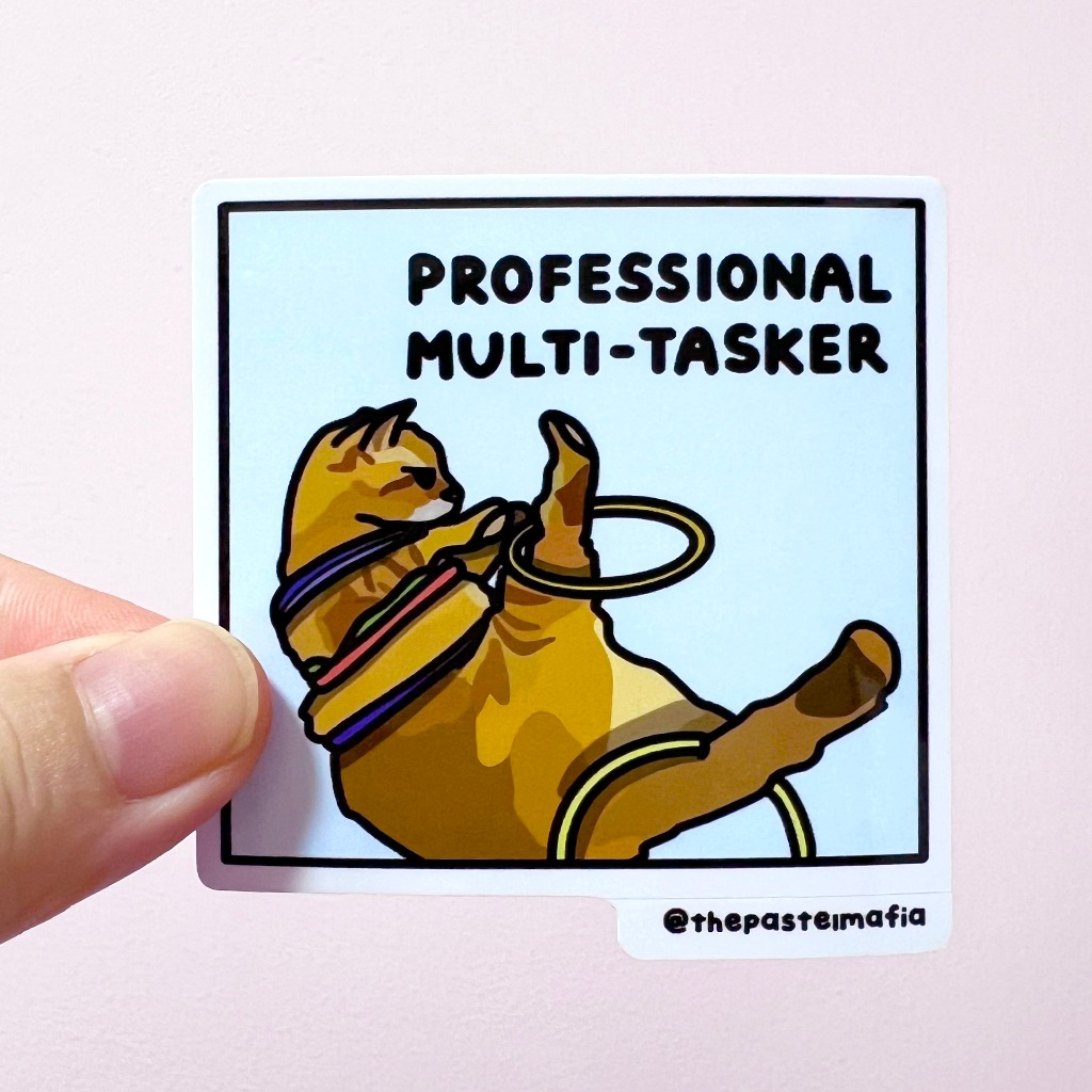 (SG) Corporate Humor Cat Meme Sticker "professional multi-tasker ...