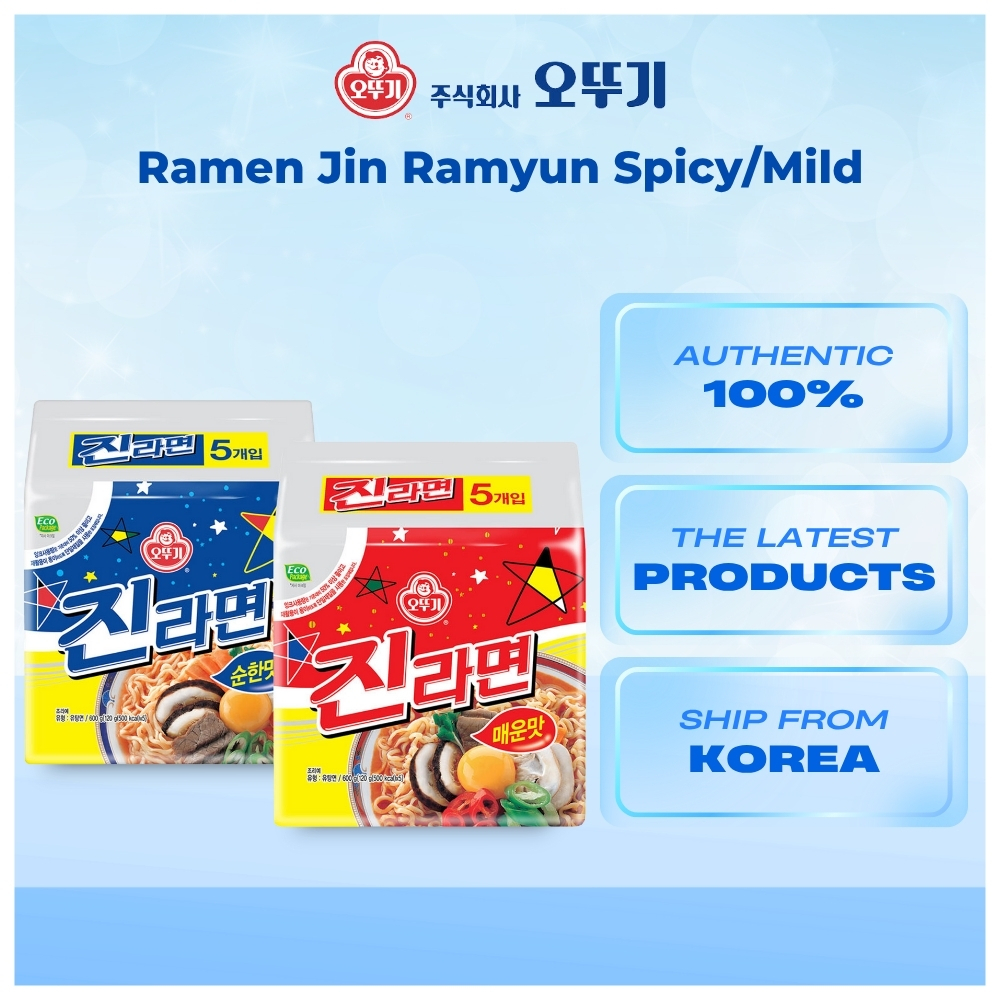 [Ottogi] Jin Ramyun Korean Instant Ramen (Spicy / Mild) – 5 Bags per ...