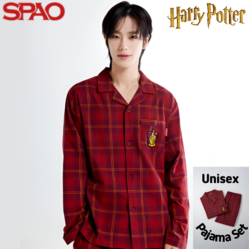 [SPAO X Harry Potter] Hogwarts House Flannel Pajamas (Burgundy) | Shopee Malaysia