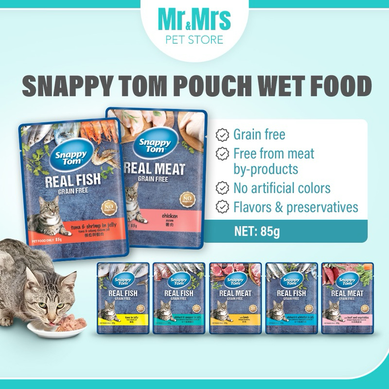 Snappy Tom Pouch Cat Food Makanan Kucing Basah 85G - Beef / Lamb ...