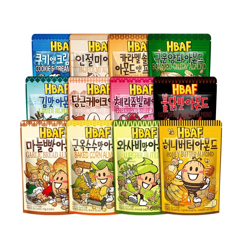 [HBAF] Almonds 190g Honey Butter / Wasabi / Baked Corn / Garlic Bread / Caramel & Pretzel ...