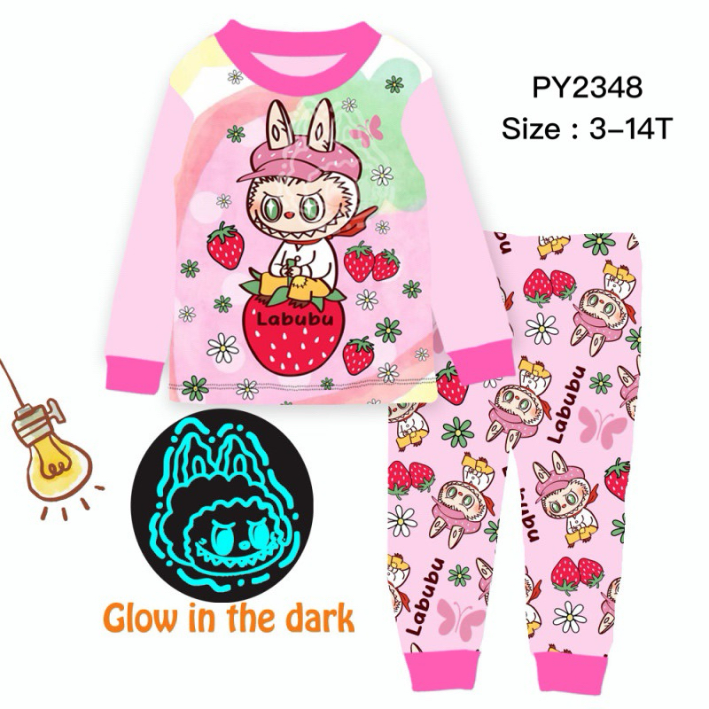 Labubu Design Long Sleeved Pyjamas 3-14y | Shopee Malaysia
