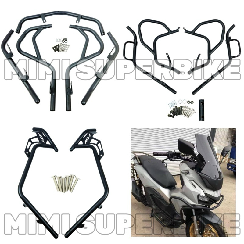 HONDA ADV160 ADV 160 CRASH BAR HEAVY DUTY & SPORTLIGHT LED CRASHBAR BODY COVER SET ENGINE GUARD ...