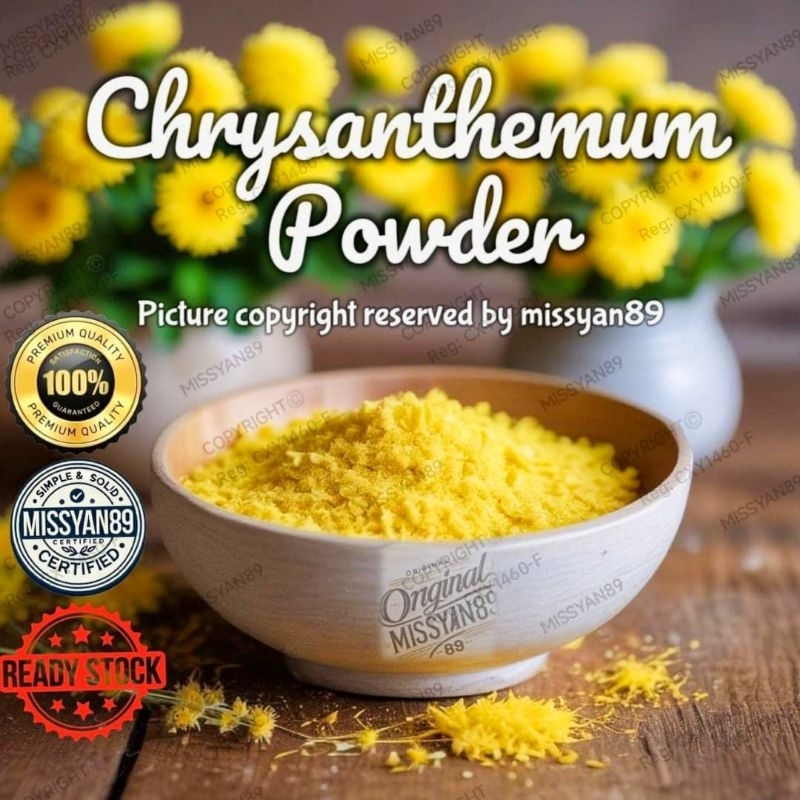 Golden Chrysanthemum Powder 菊花粉 金丝黄菊｜明目 降肝火 降血压 Natural Chrysanthemun ...