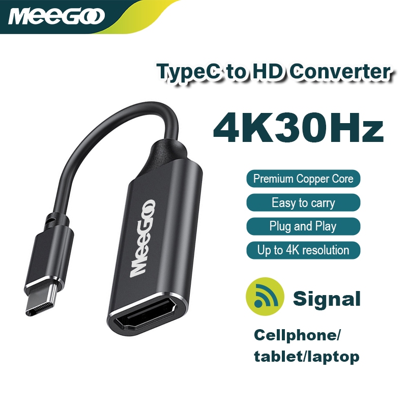 MeeGoo Type C To HDMI Cable 4K 30Hz USB C HDMI Adapter Video Converter ...