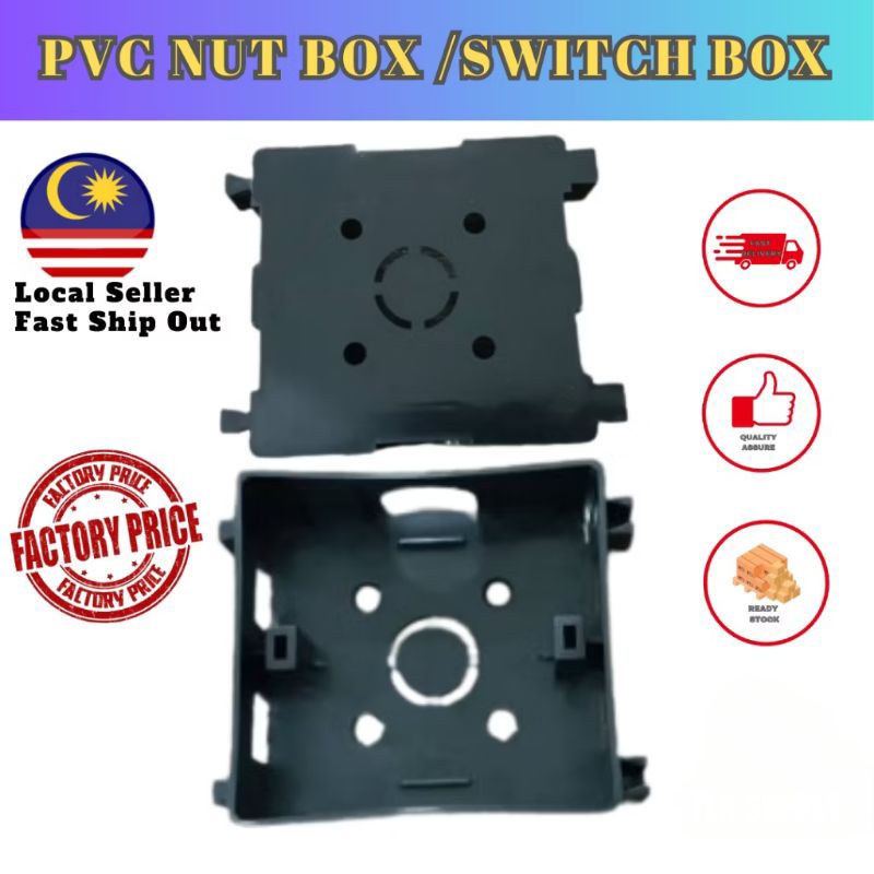 PVC BOX SURFACE TYBE NUT /ELECTRICAL BOX/ BLACK BOX/ Switch Socket Base ...