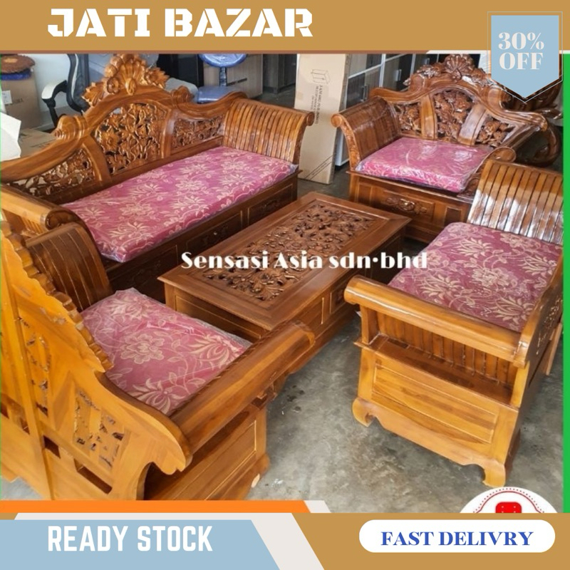 KERUSI KAYU JATI MADURA /SOFA MADURA 7 SEATTER /KERUSI Madura | Shopee ...