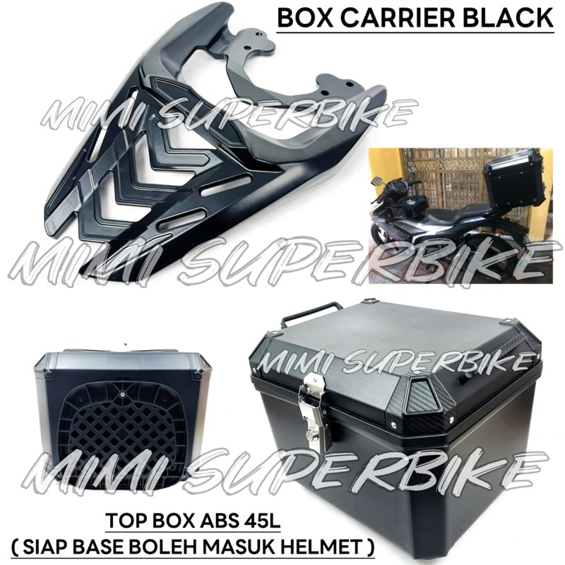 YAMAHA Y16ZR Y16 V1 V2 ABS TOP BOX ABS 45L & ALLOY BOX CARRIER BLACK ...